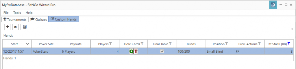 Custom Hands | The SitNGo Wizard
